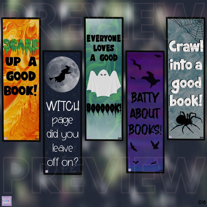 Halloween Bookmarks - Printable - Etsy
