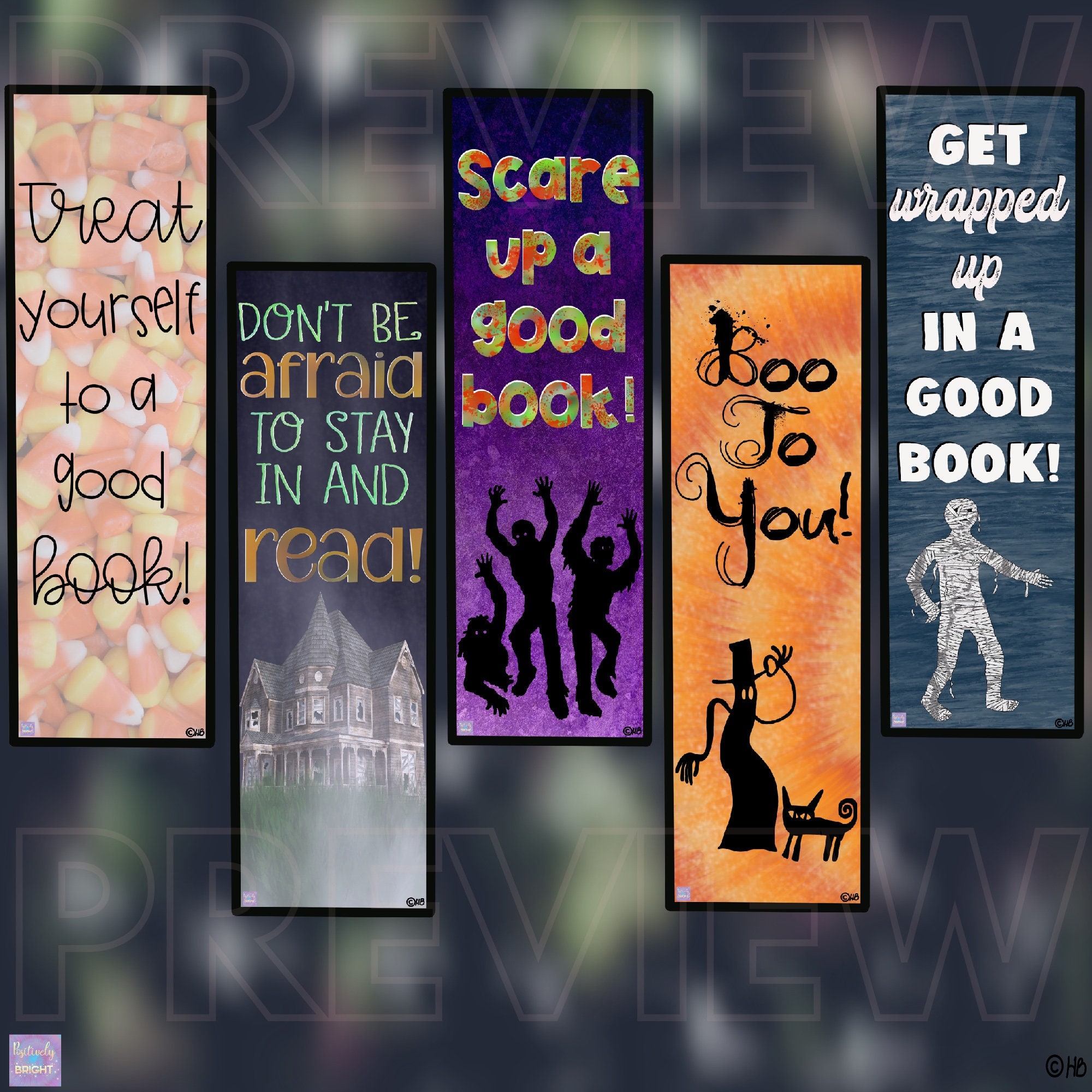 Halloween Bookmarks - Printable - Etsy
