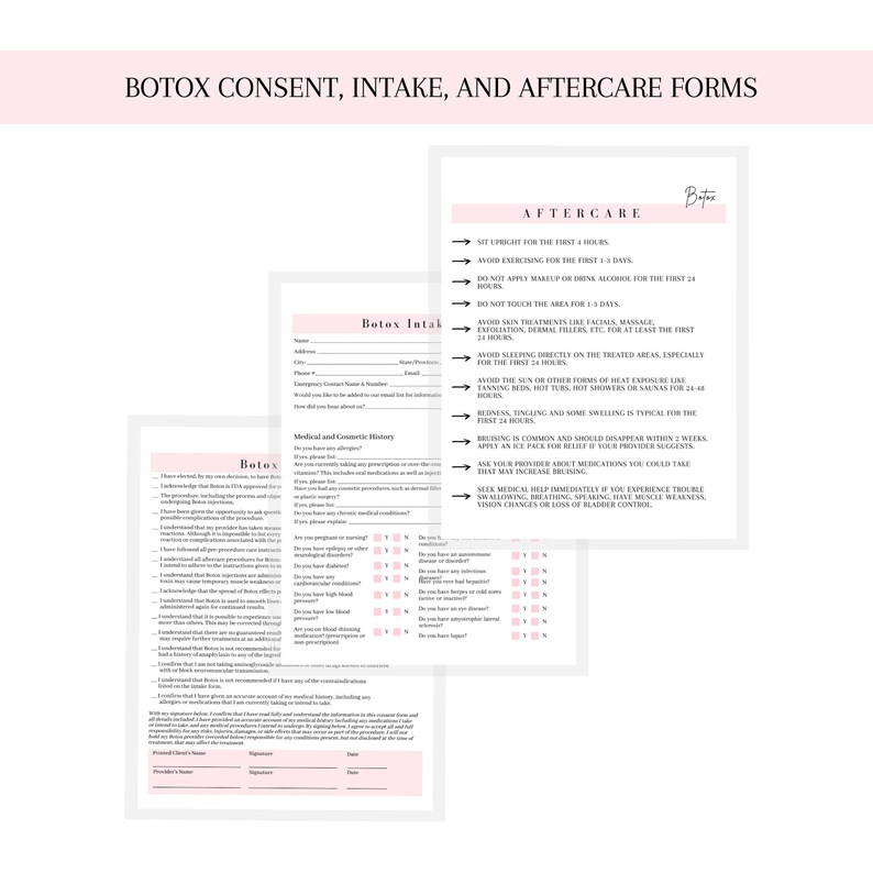 Botox Intake Consent and Aftercare Form Digital Downloads | Etsy Botox Intake Consent and Aftercare Form Digital Downloads | Etsy