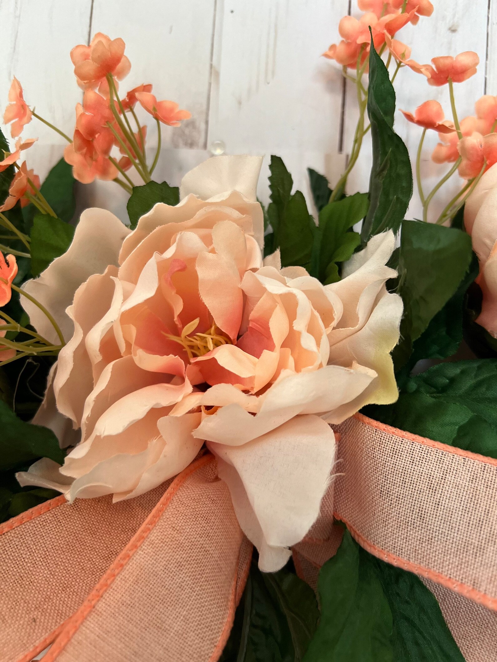 Peach Peony Wood Bead Hoop Wreath - Etsy