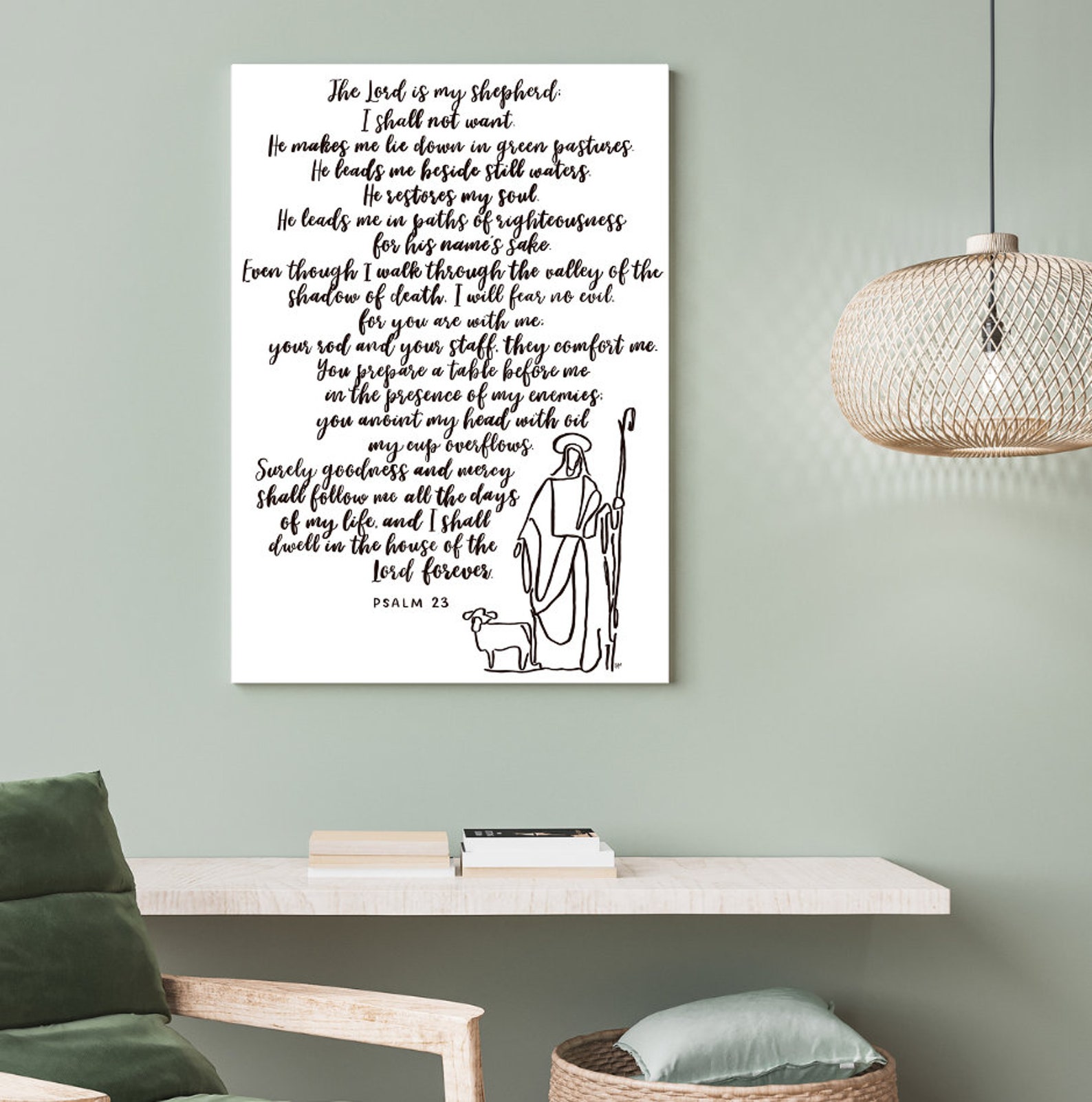 Psalms 23 Digital Download, Scripture Wall Art, Printable Biblical ...