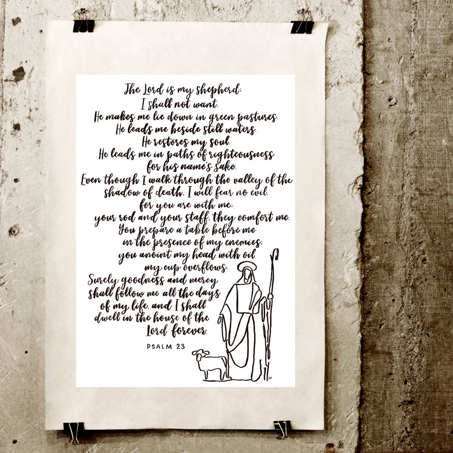Psalms 23 Digital Download, Scripture Wall Art, Printable Biblical ...