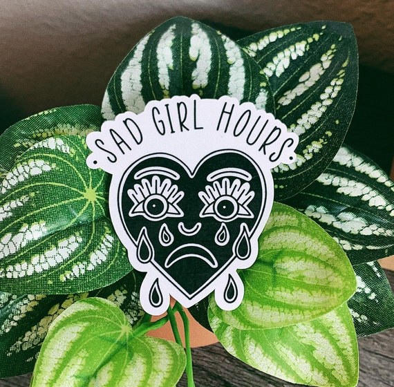 Sad Girl Hours Traditional Tattoo Crying Heart Sticker Etsy Sad Girl Hours Traditional Tattoo Crying Heart Sticker Etsy