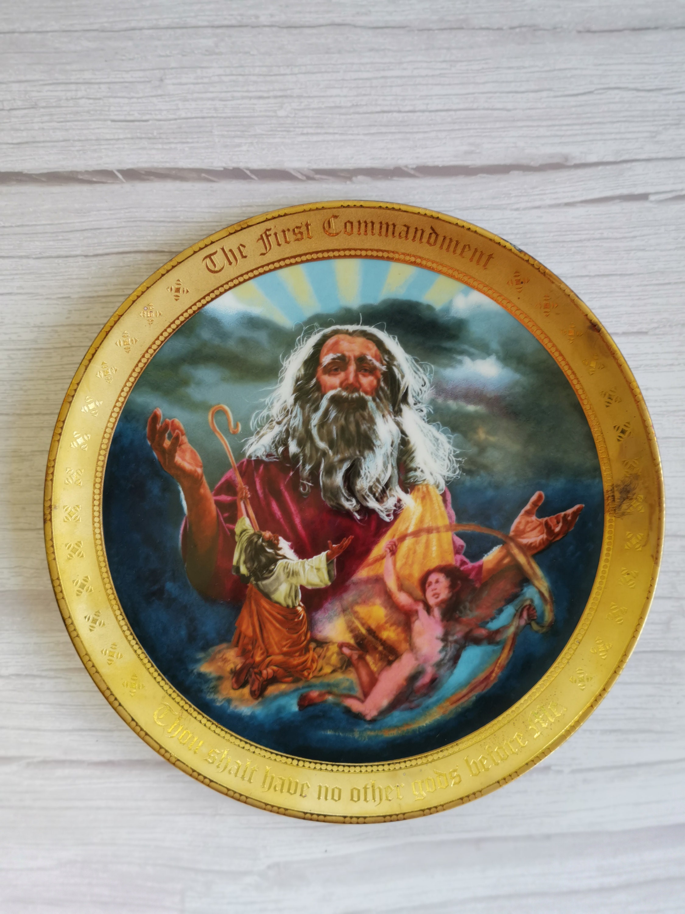 Vintage Collectible Plate, Ten Commandments 22k Gold Decorated Danbury ...