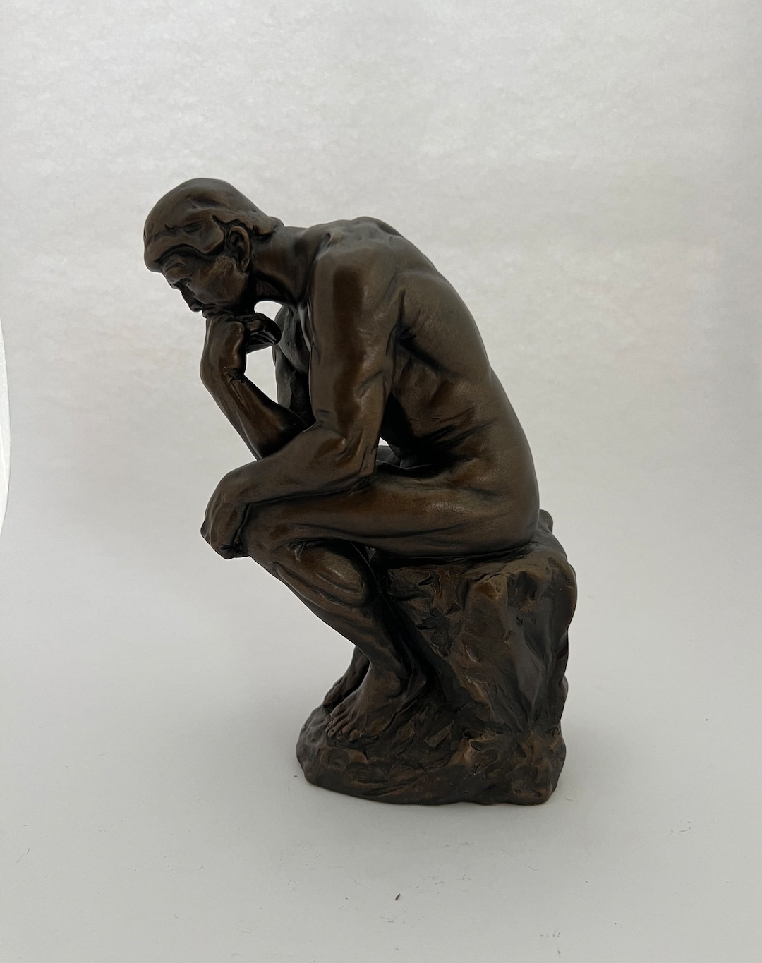 Vintage Statue Thinker, Auguste Rodin Thinking Man Figurine, the Thinker Statuette, Brown Heavy ...