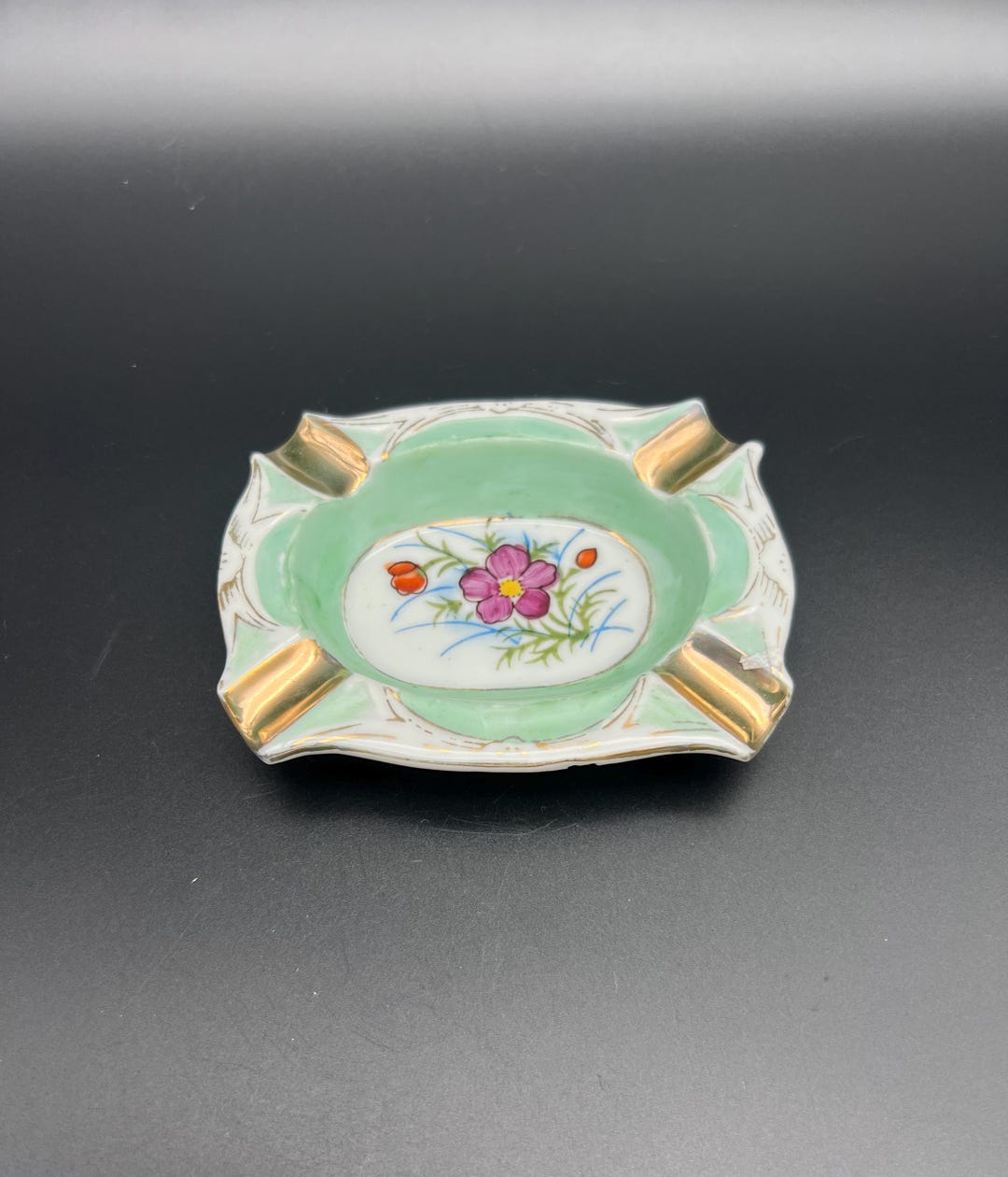 Vintage Ceramic Ashtray, Floral Pattern Ash Dish, Porcelain Ash Tray ...