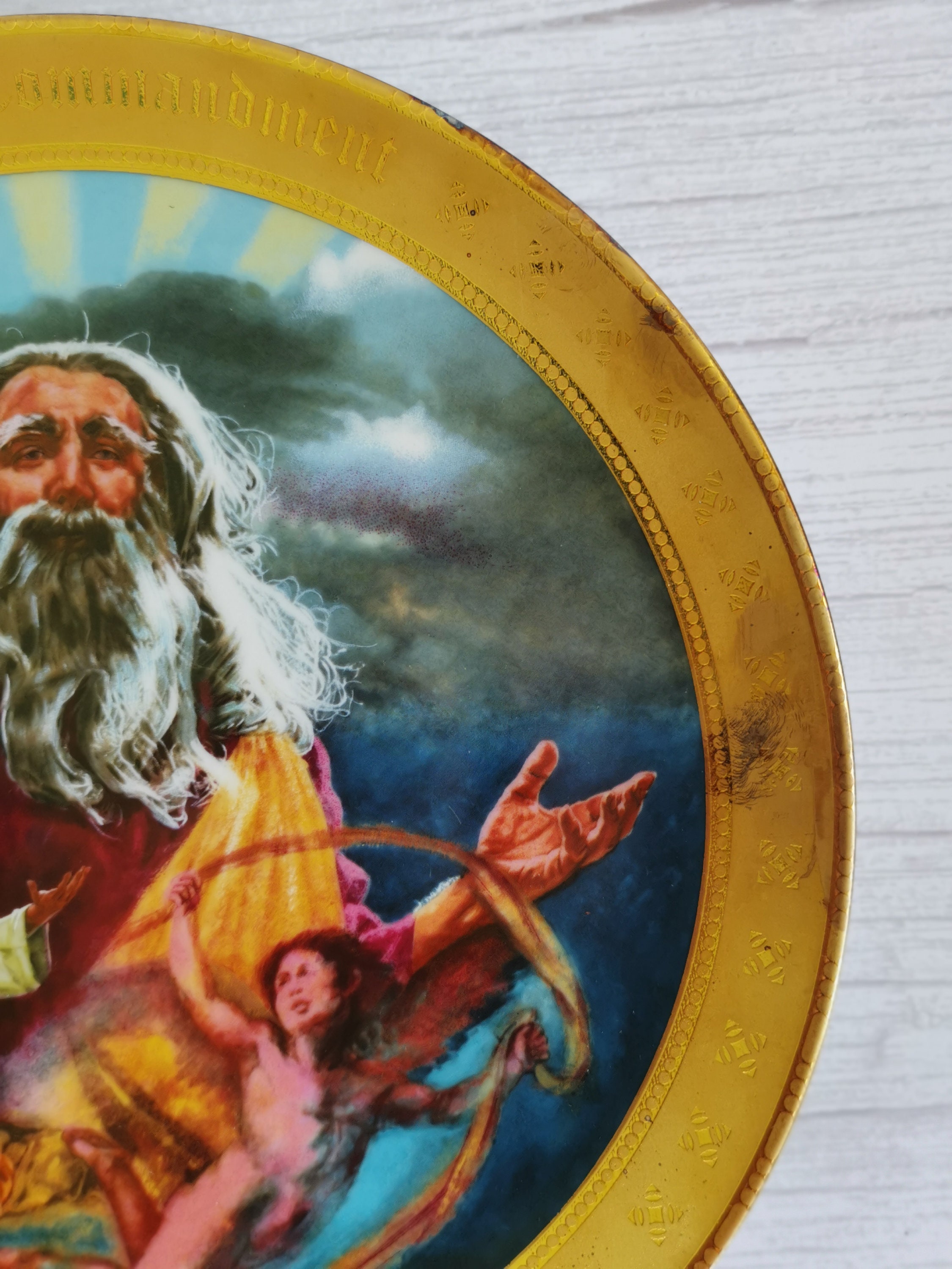 Vintage Collectible Plate, Ten Commandments 22k Gold Decorated Danbury ...