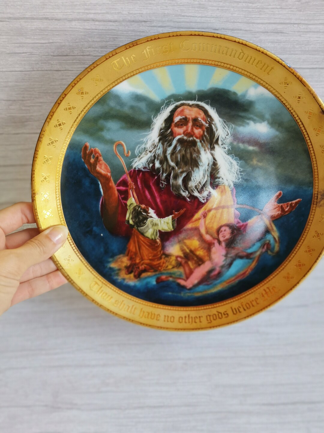 Vintage Collectible Plate, Ten Commandments 22k Gold Decorated Danbury ...