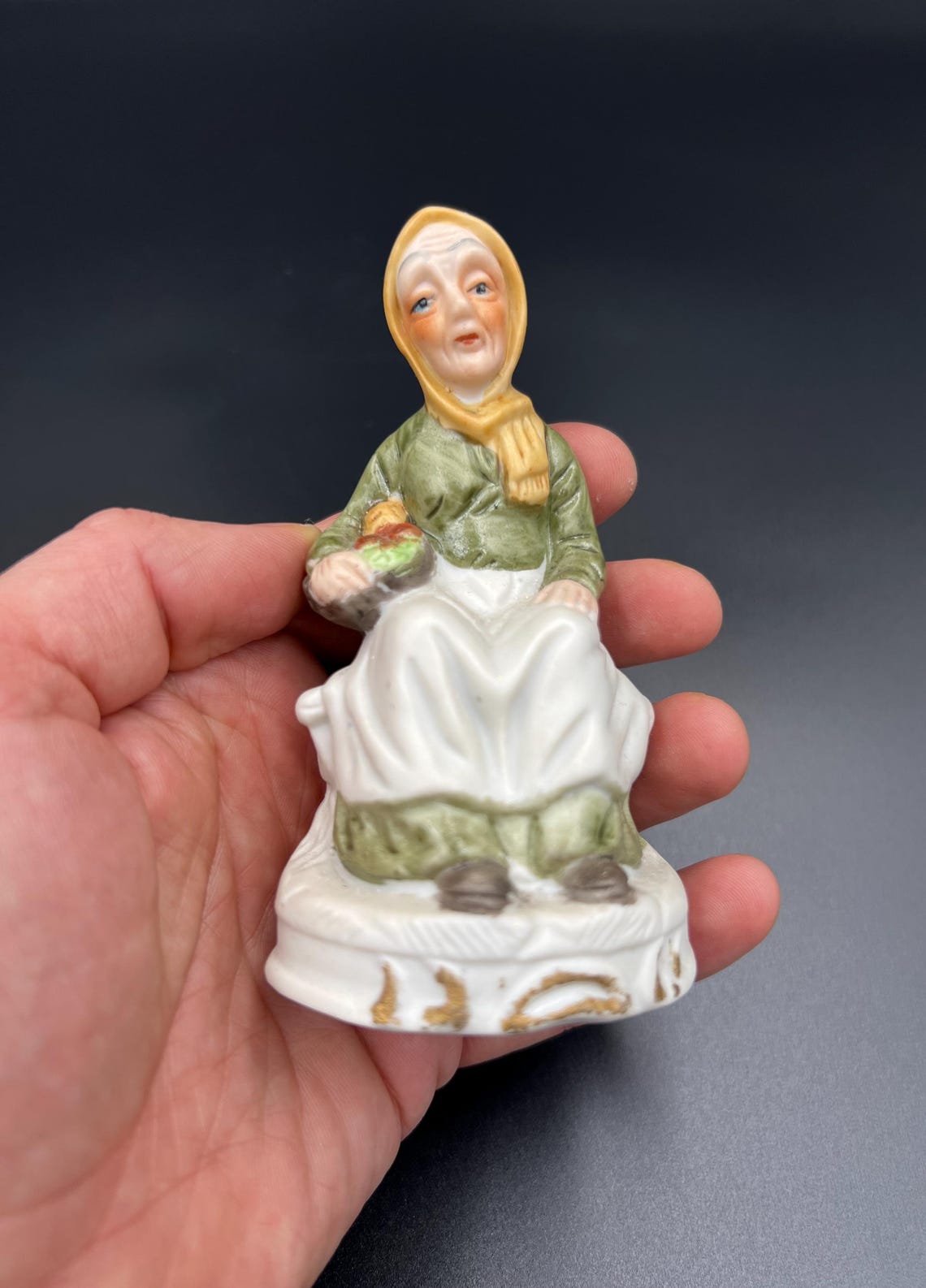 Vintage Lady Figurine, Ceramic Elderly Woman Statue, Rustic Pottery ...