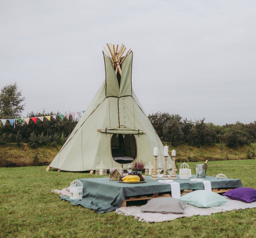 Tipi Tent 4m, 13ft Cheyenne Style Teepee Tent, 100% Natural Material ...