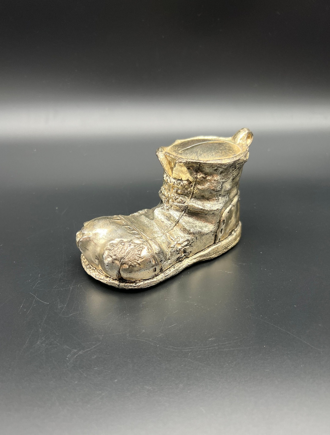 Vintage Cash Box, Silver Metal Boot Money Box, Piggy Bank, Metal Old ...