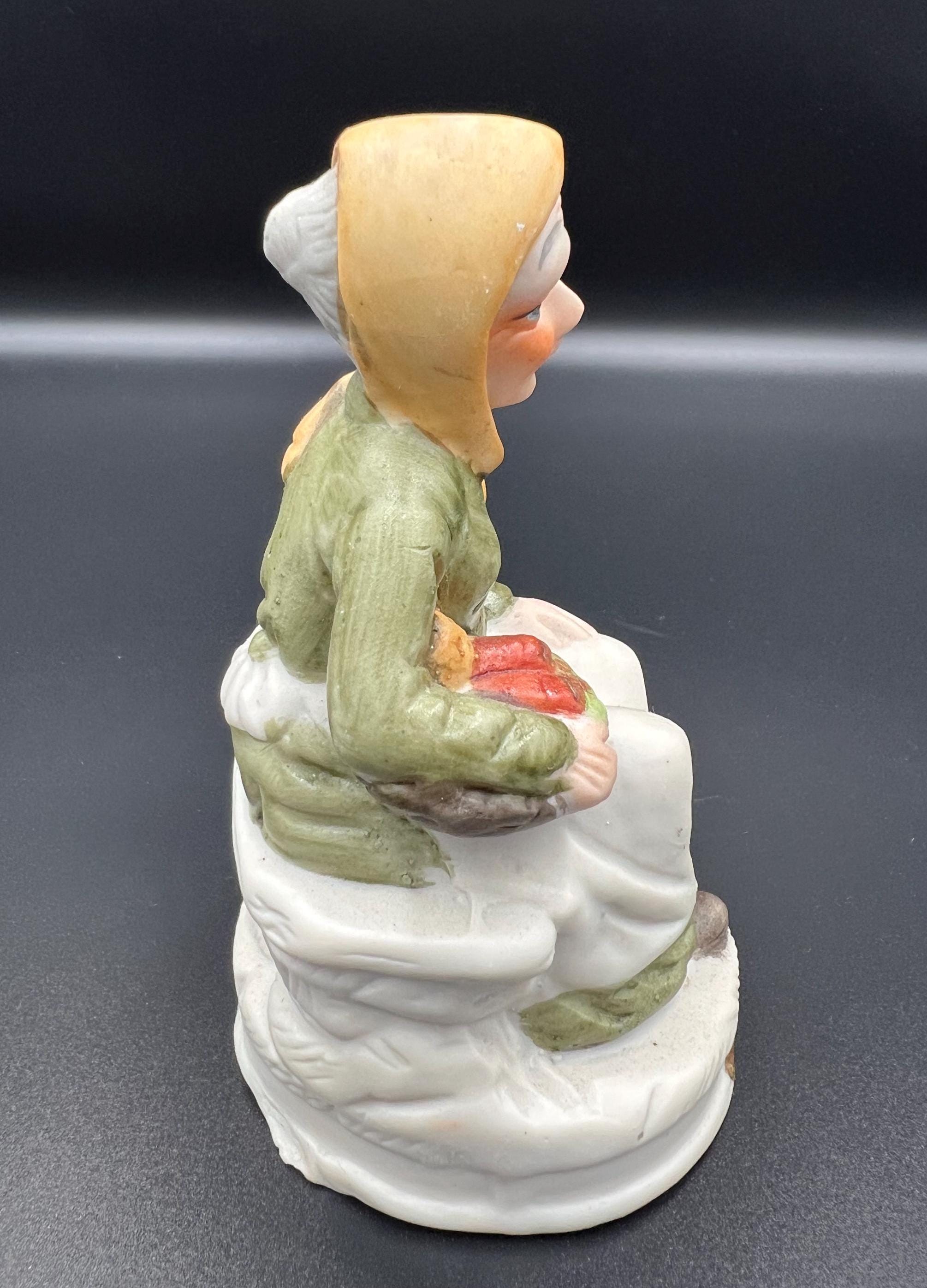 Vintage Lady Figurine, Ceramic Elderly Woman Statue, Rustic Pottery ...