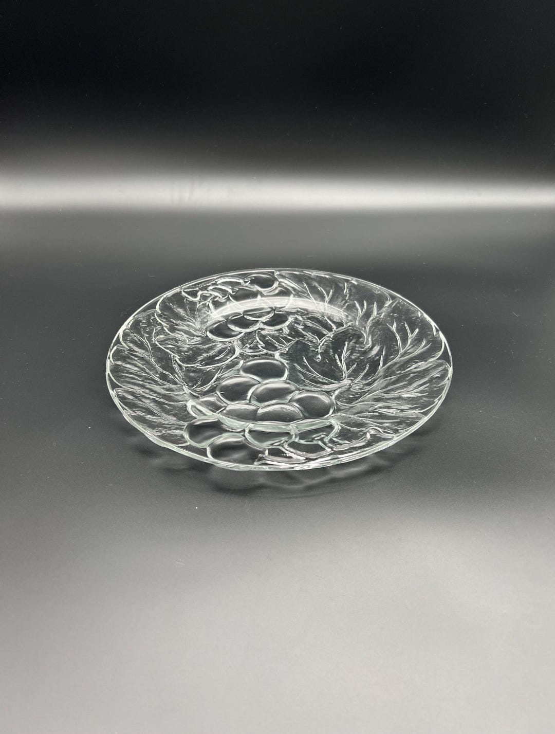 Vintage Glass Dish, Clear Glass Fruit Plate, Snack Serving Plate With ...