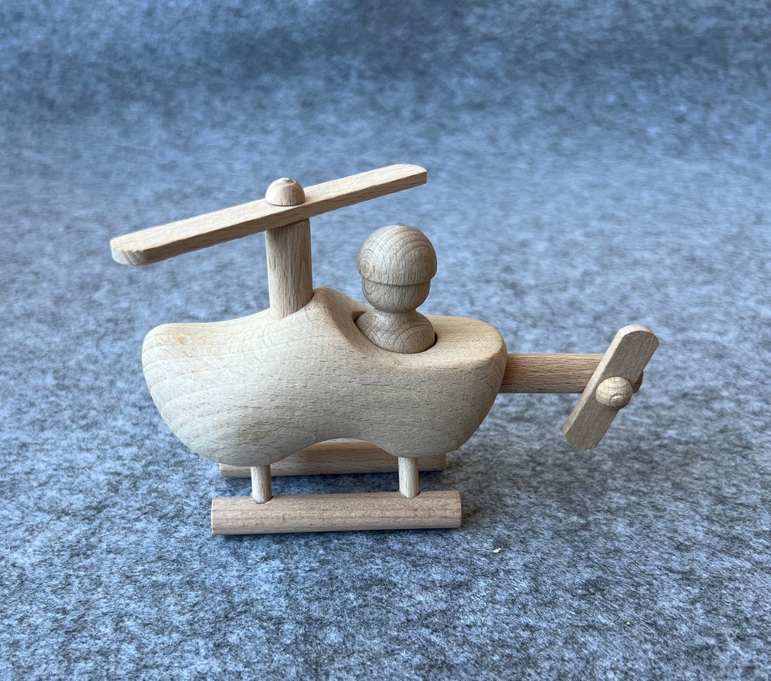 Wooden Helicopter Toy, Handmade Wood Toy Gyroplane, Wooden Aircraft ...