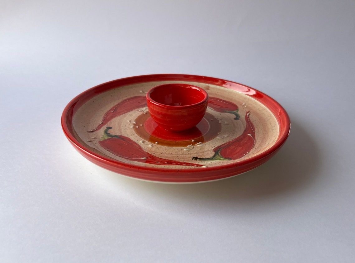 Vintage Divided Plate, Serving Platter, Pottery Serving Snack Dish ...