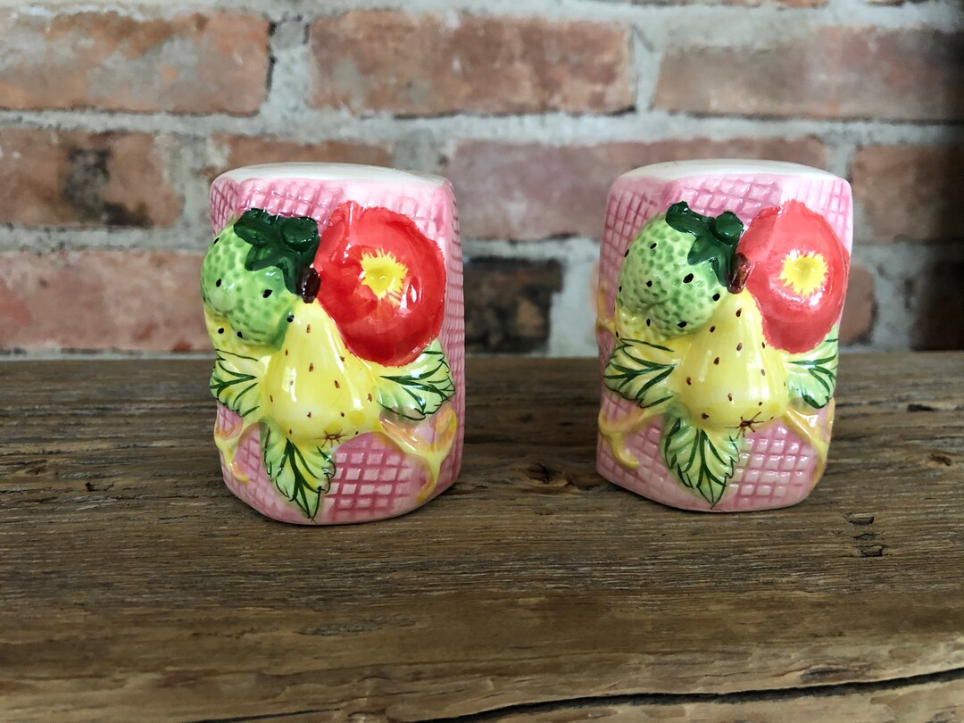 Vintage Salt Shakers, Handmade Ceramic Salt and Pepper Shakers, Fruit ...