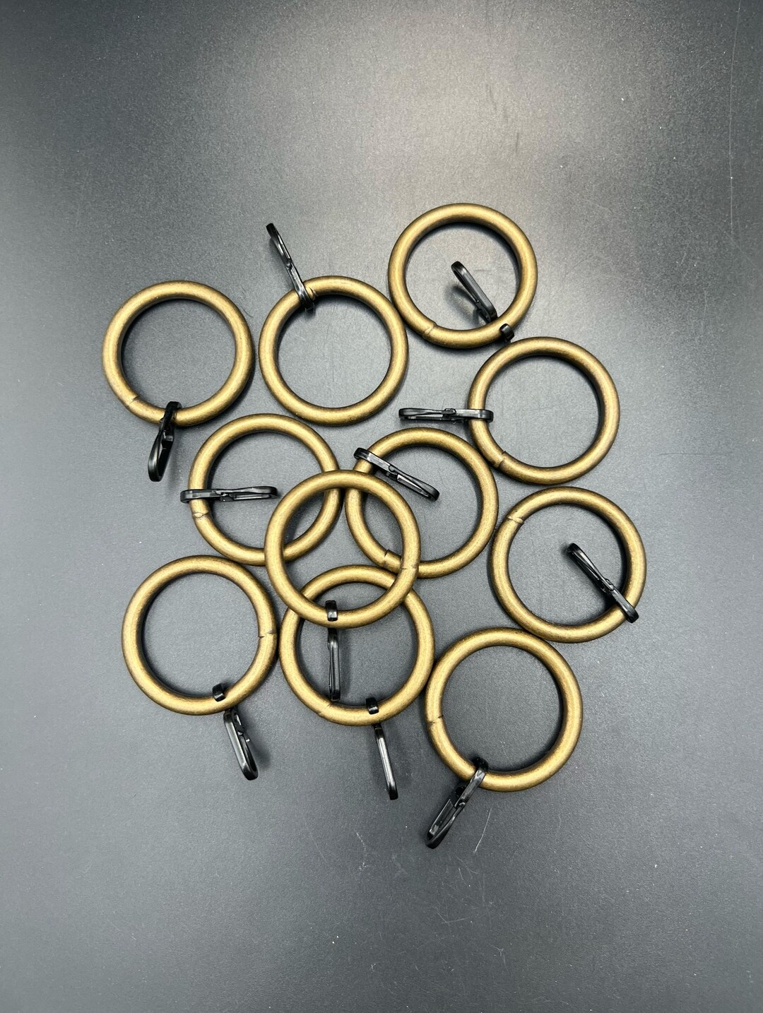 Vintage Metal Curtain Rings, Set of 10 Brown Curtain Rod Rings, Vintage ...