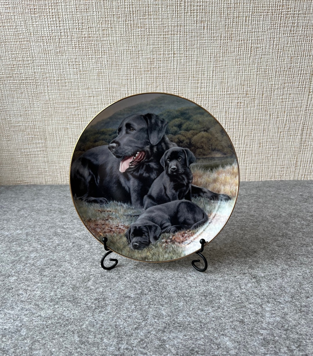 Vintage Collectible Plate, Black Labrador Retriever Ceramic Collectors ...