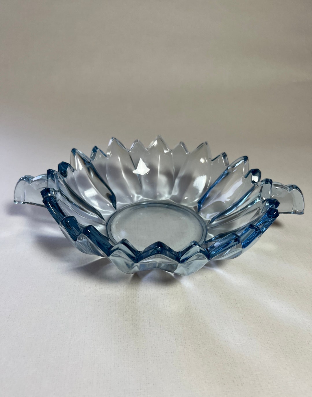 Vintage Glass Dish, 8.6" Light Blue Vintage Glass Snack Bowl, Crystal ...