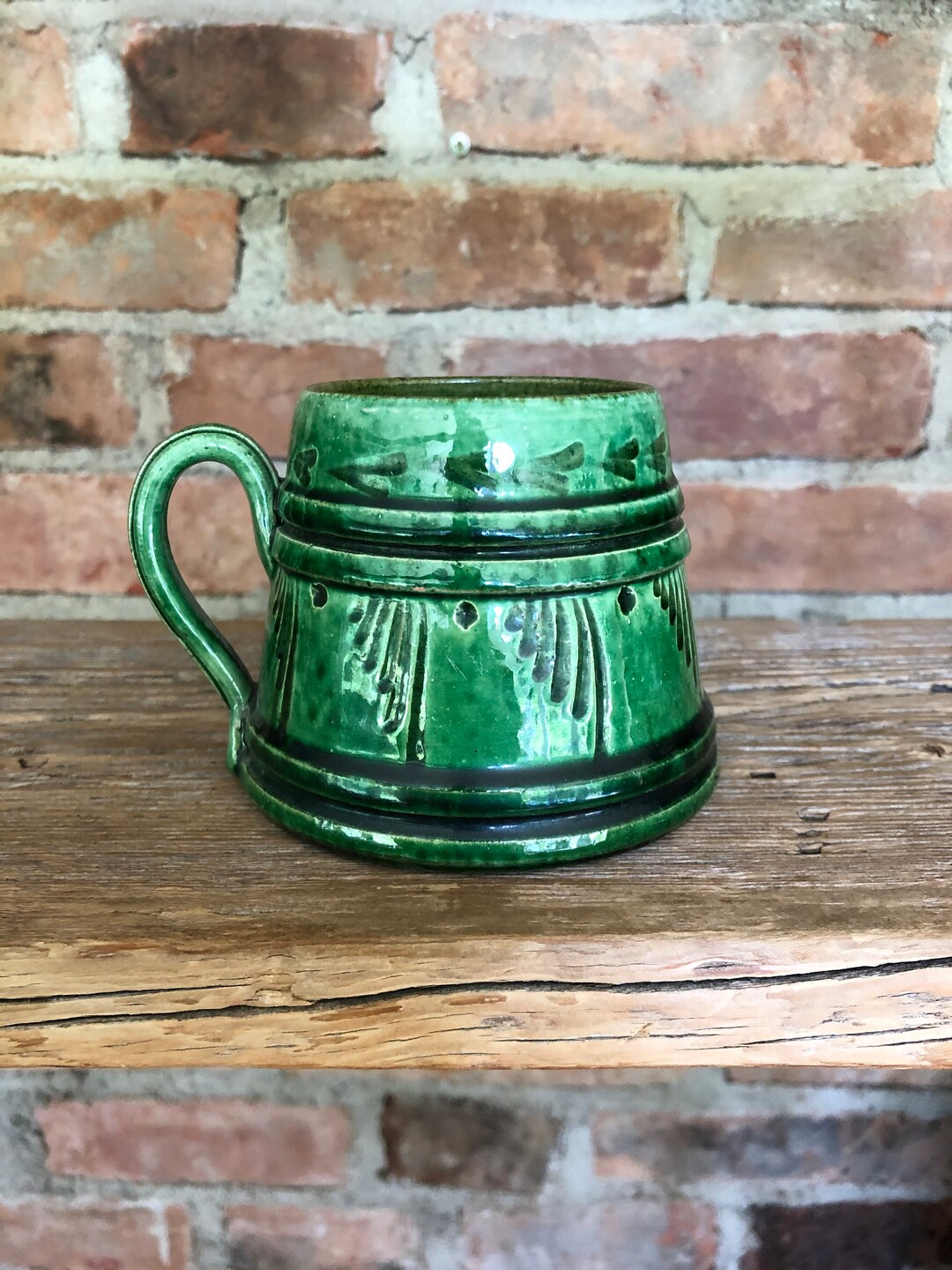 Vintage Pottery Beer Mug, Handmade Ceramic Mug, Rustic Farmhouse Clay ...