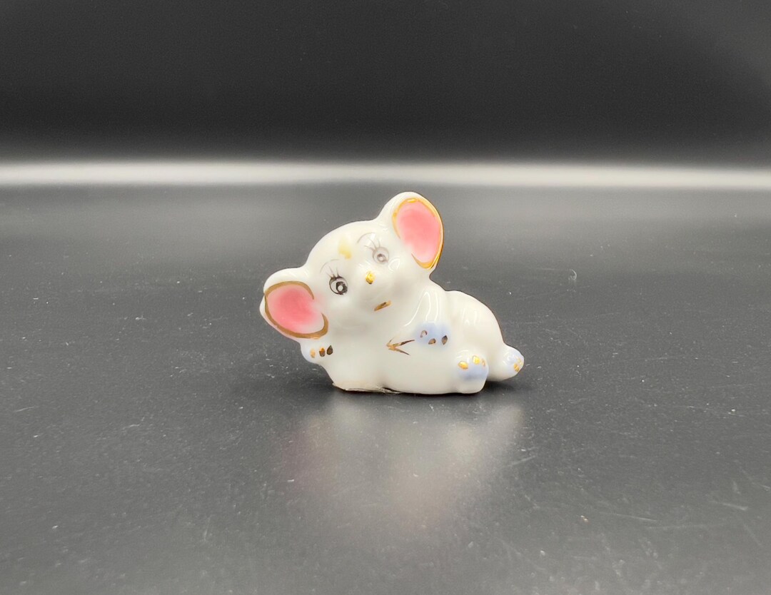Vintage Mouse Figurine, Porcelain Miniature Animal Statuette, Ceramic ...