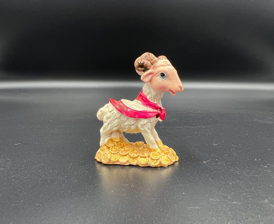 Vintage Goat Figurine, Small Plastic Goat Stand on Money Statuette ...
