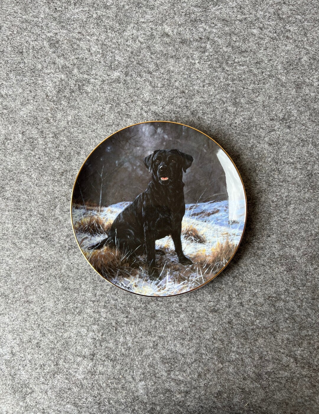 Vintage Collectible Plate, Black Labrador Retriever Ceramic Collectors ...