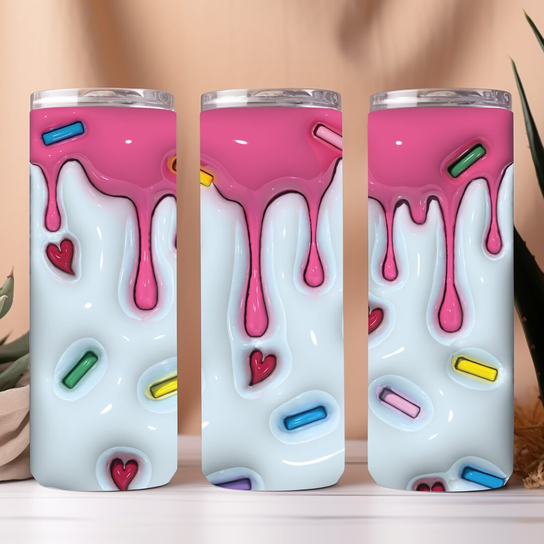 Ice Cream Pink Dripping Puff Sublimation Tumbler Wrap Png 3D - Etsy