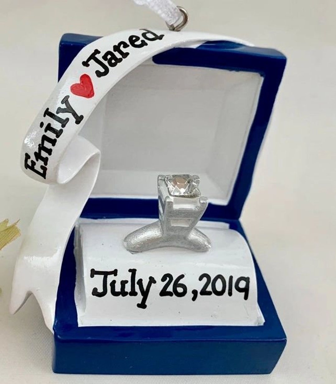 Marry Me Blue Box Engagement Ring Personalized Christmas Ornament ...