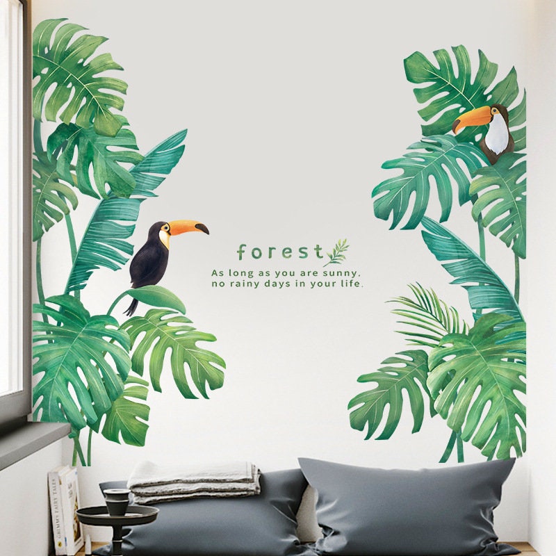 Tropical rainforest wall stickers green plant wall stickers | Etsy