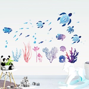 Under Sea World Watercolor Decals Turtle Wall Decal Fish Decal - Etsy
