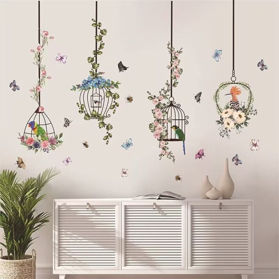 Cage Bird Sticker Tree Branch Decal Branch Decal ,woodland Mural,bird ...