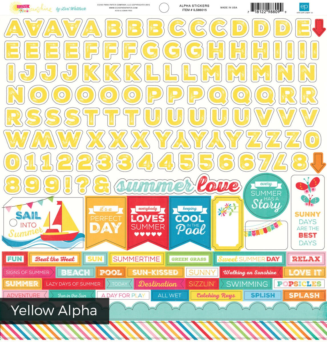 Yellow Alphabet 12x12 Sticker Sheet Scrapbook Stickers - Etsy UK