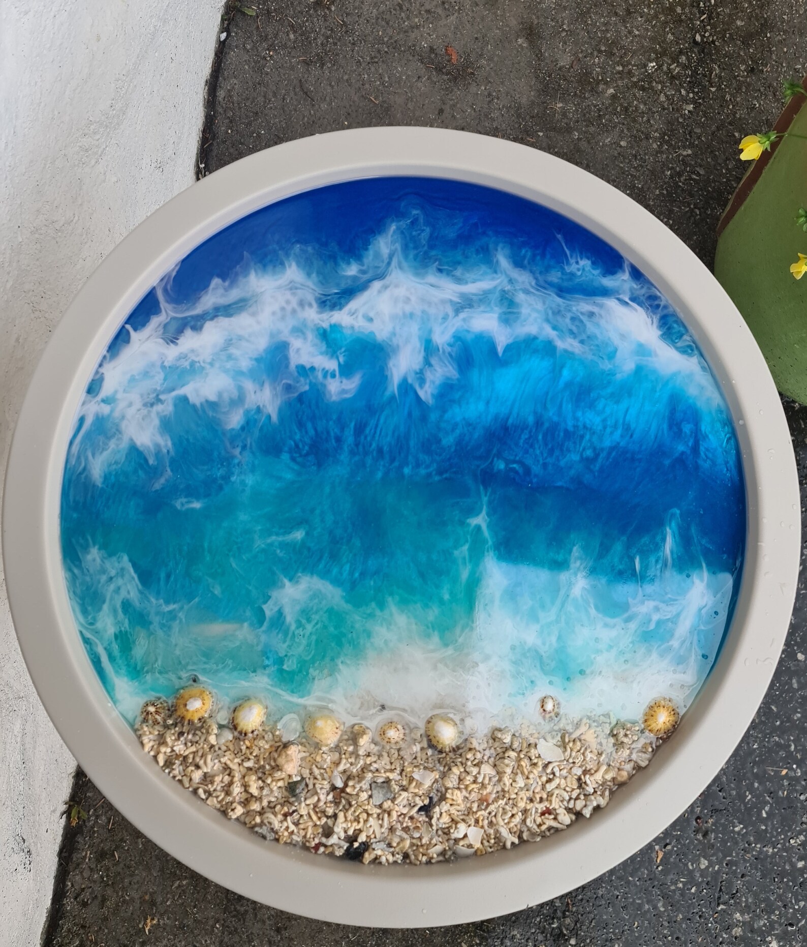Hand-painted Tropical Beach Coastal Resin Black Coffee Table - Etsy