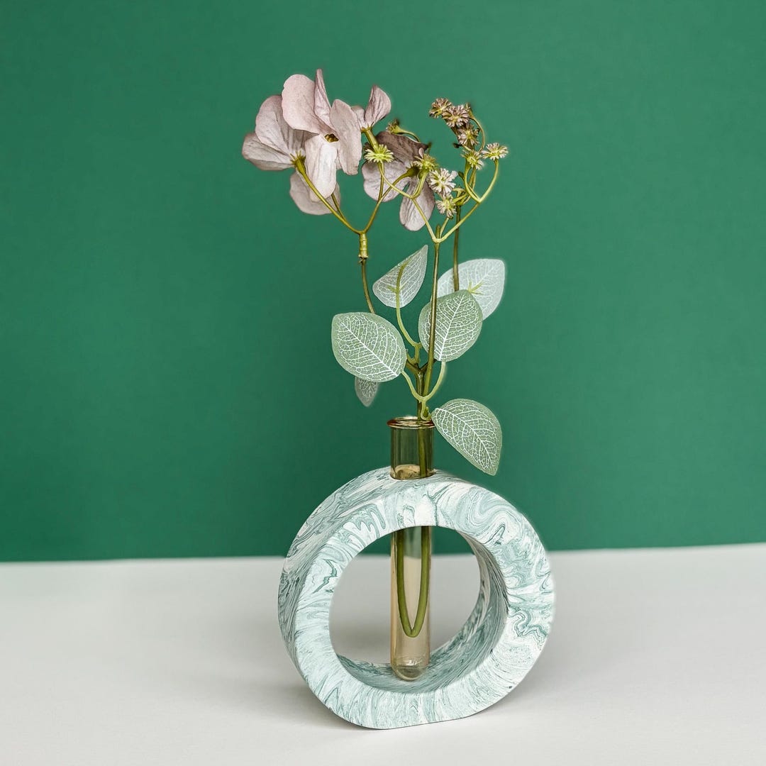 Propagator Vase- Sage Green Marble Flower Vase Sage Green Stone ...