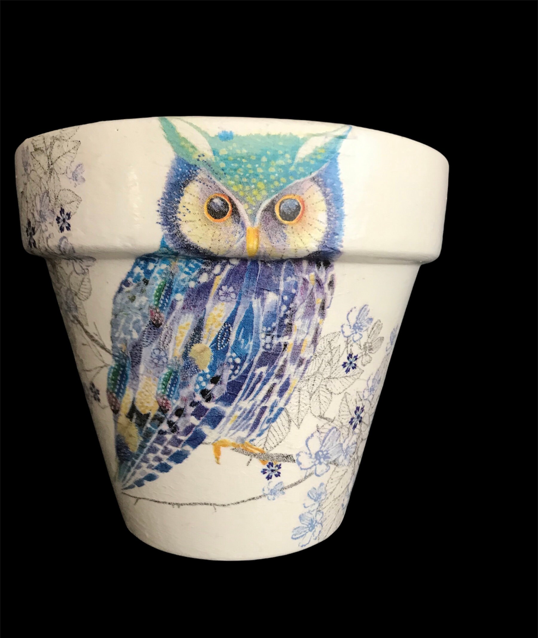 Owl Plant Pot Blue Owl Planter Owl Flower Pot Blue Owl | Etsy
