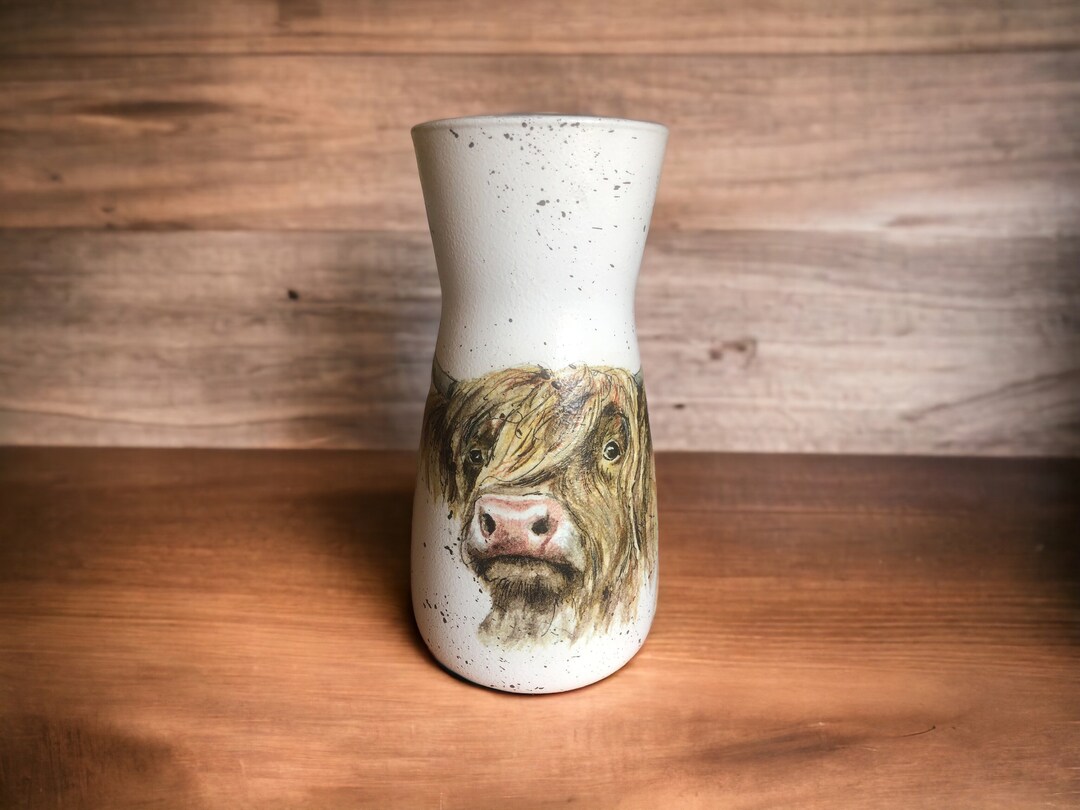 Highland Cow Vase, Highland Cow Gifts , Vase With Cow and Paint ...