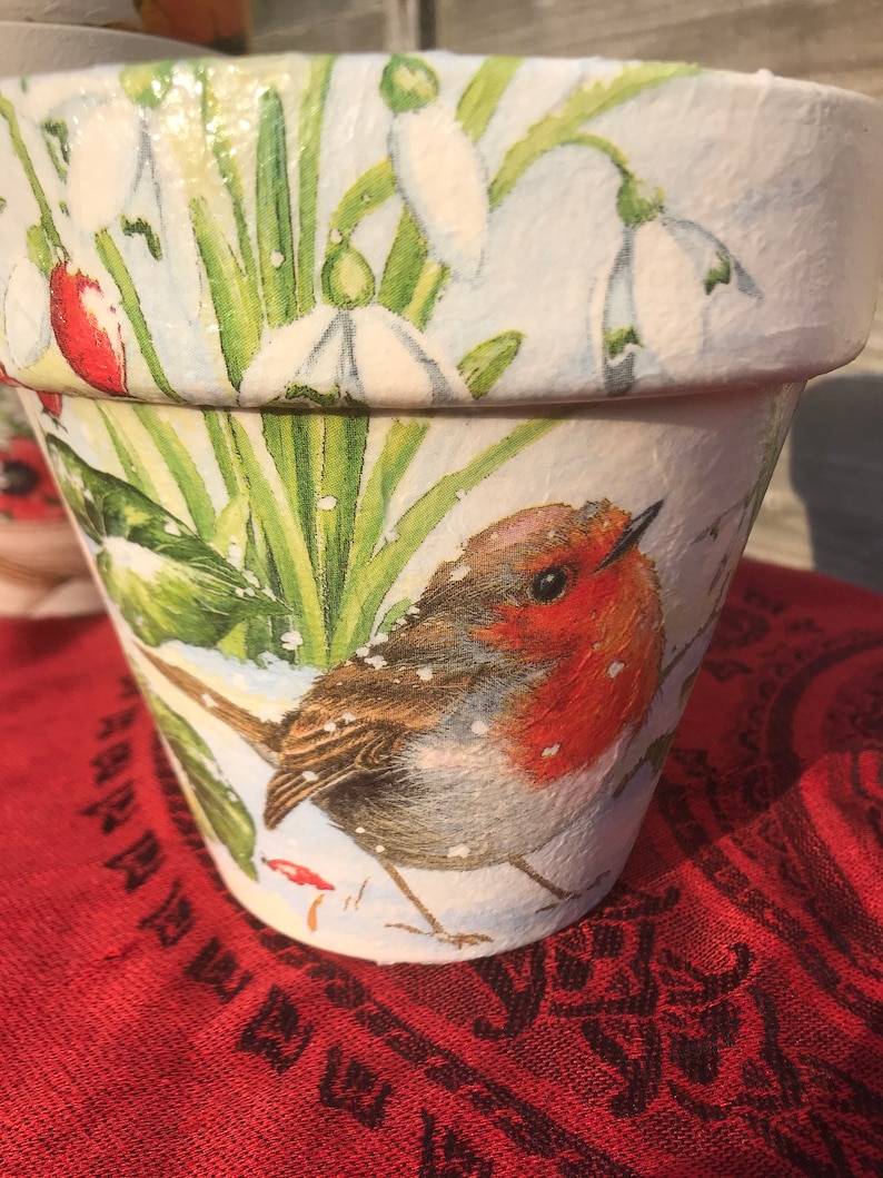 Robin Plant Pot Robin Gifts Robin Decoupaged Plant Pots - Etsy UK