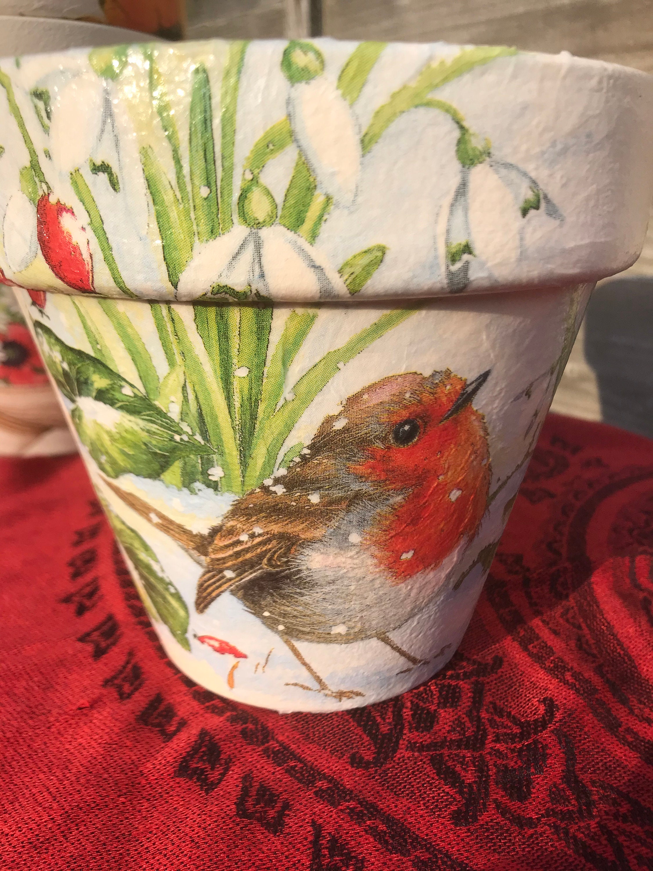Robin Plant Pot Robin Gifts Robin Decoupaged Plant Pots - Etsy UK