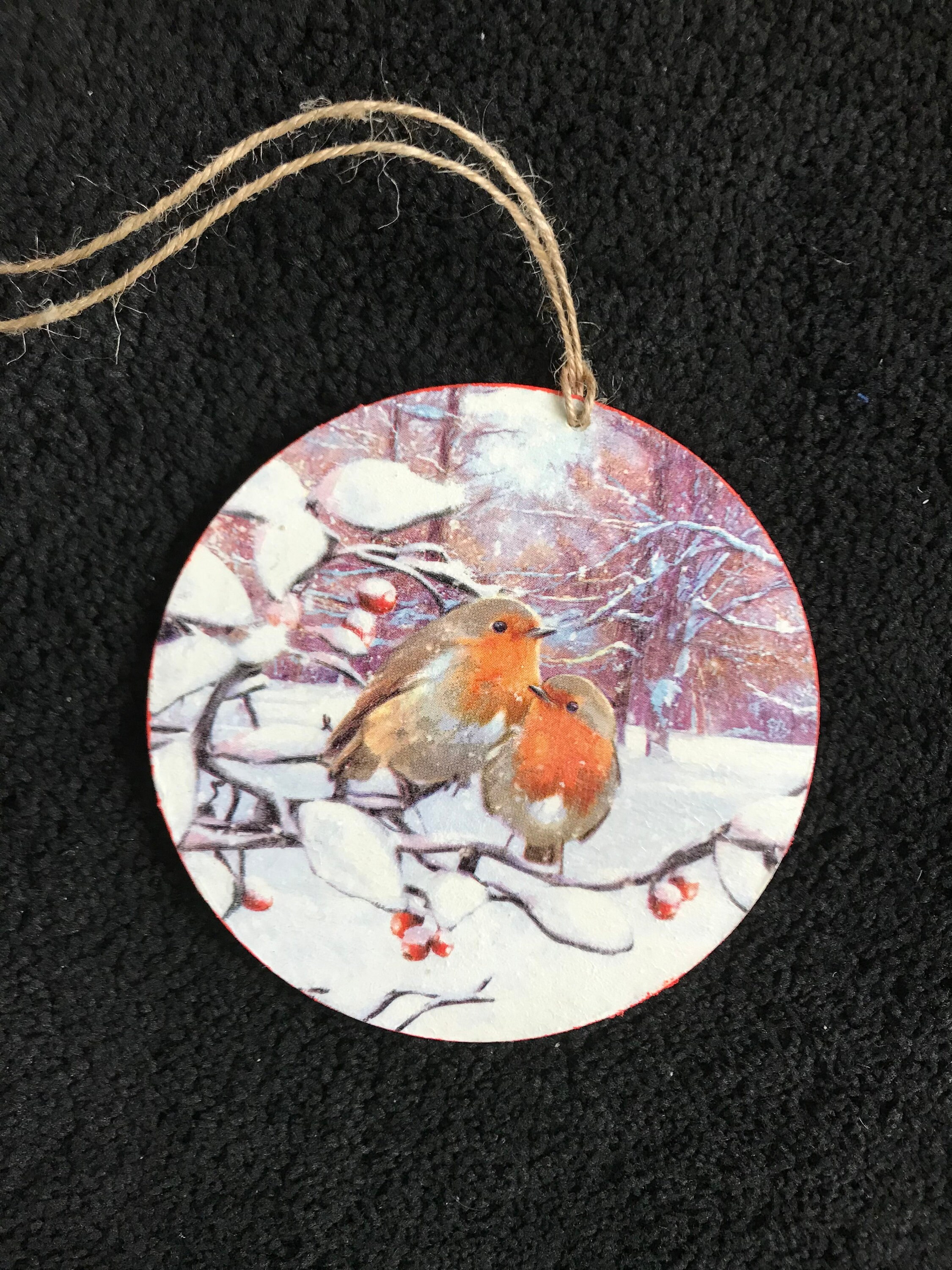 Robin hanging plaque Two robins wood circle Robin gifts | Etsy