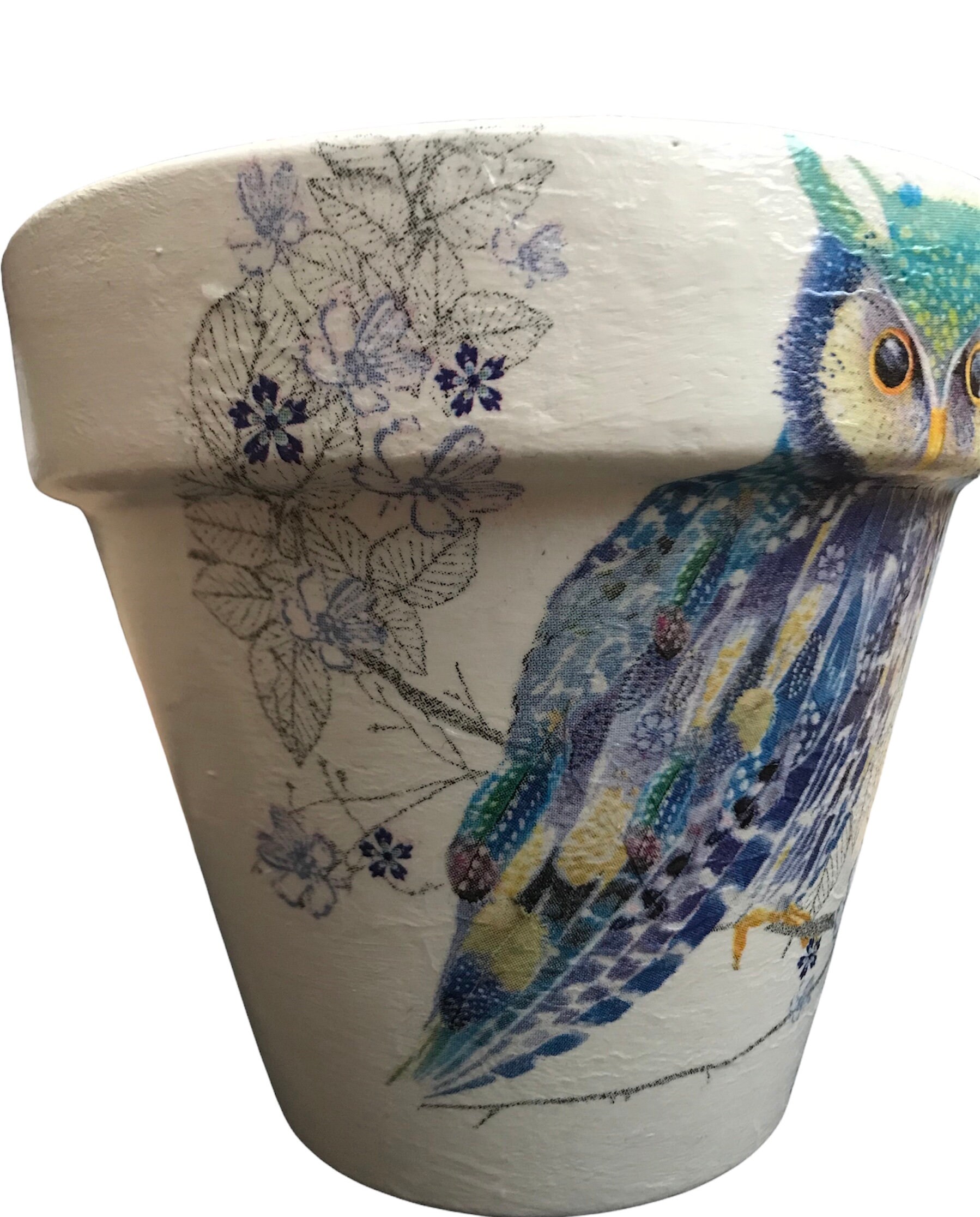 Owl Plant Pot Blue Owl Planter Owl Flower Pot Blue Owl | Etsy