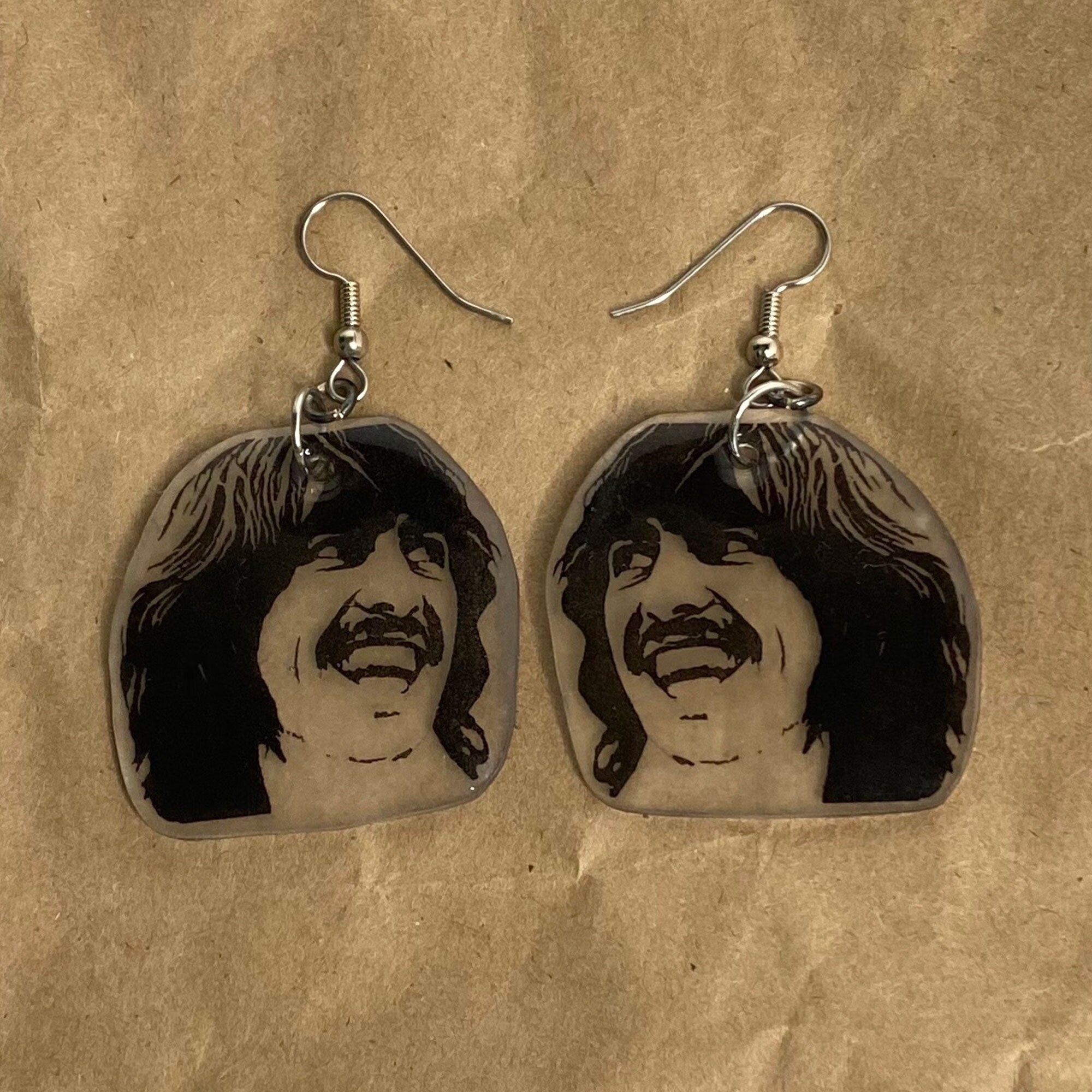 George Harrison Earrings: the Beatles Jewelry, Stainless Steel Hooks - Etsy