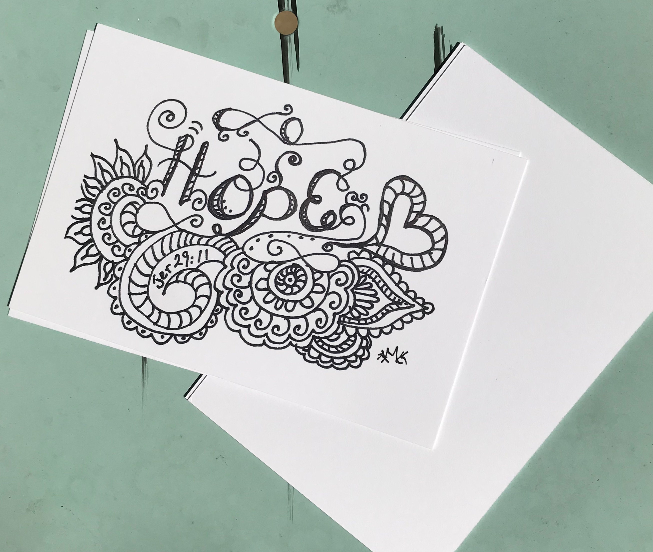 Hope Postcard - 6 Line Art Postcards to Color and Mail -jeremiah 29:11 ...