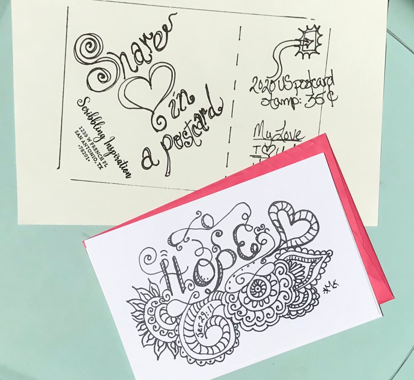 Hope Postcard - 6 Line Art Postcards to Color and Mail -jeremiah 29:11 ...