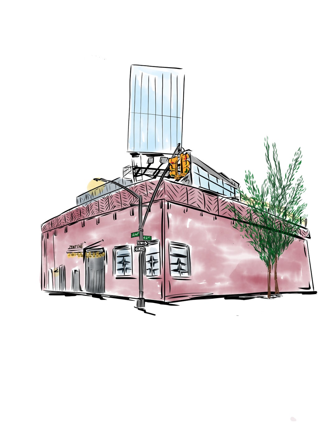 74 Wythe Williamsburg Brooklyn Art Custom Illustration Anniversary Gift ...