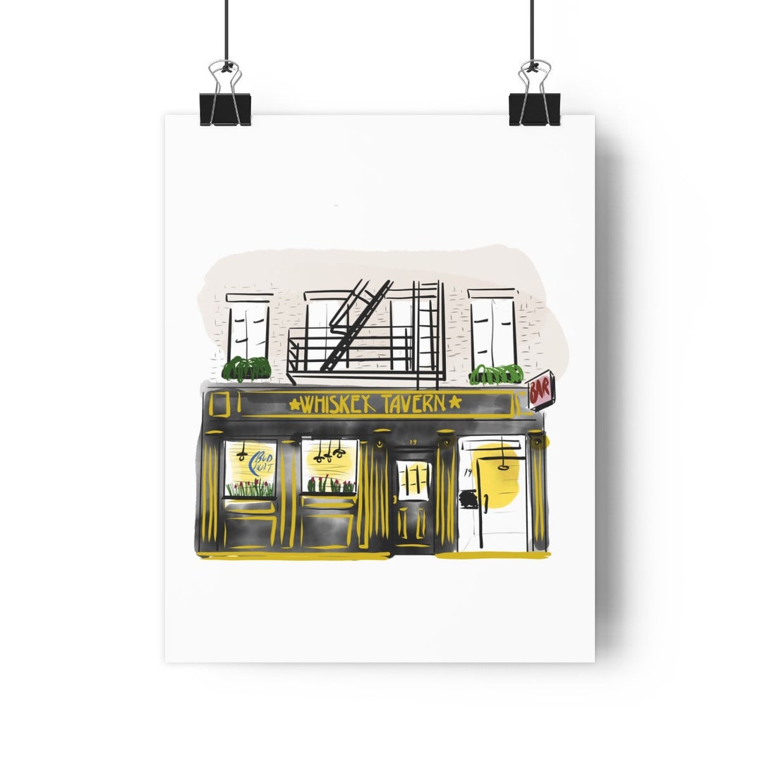 Whiskey Tavern Bar New York Restaurant Wall Art Custom NYC Illustration ...