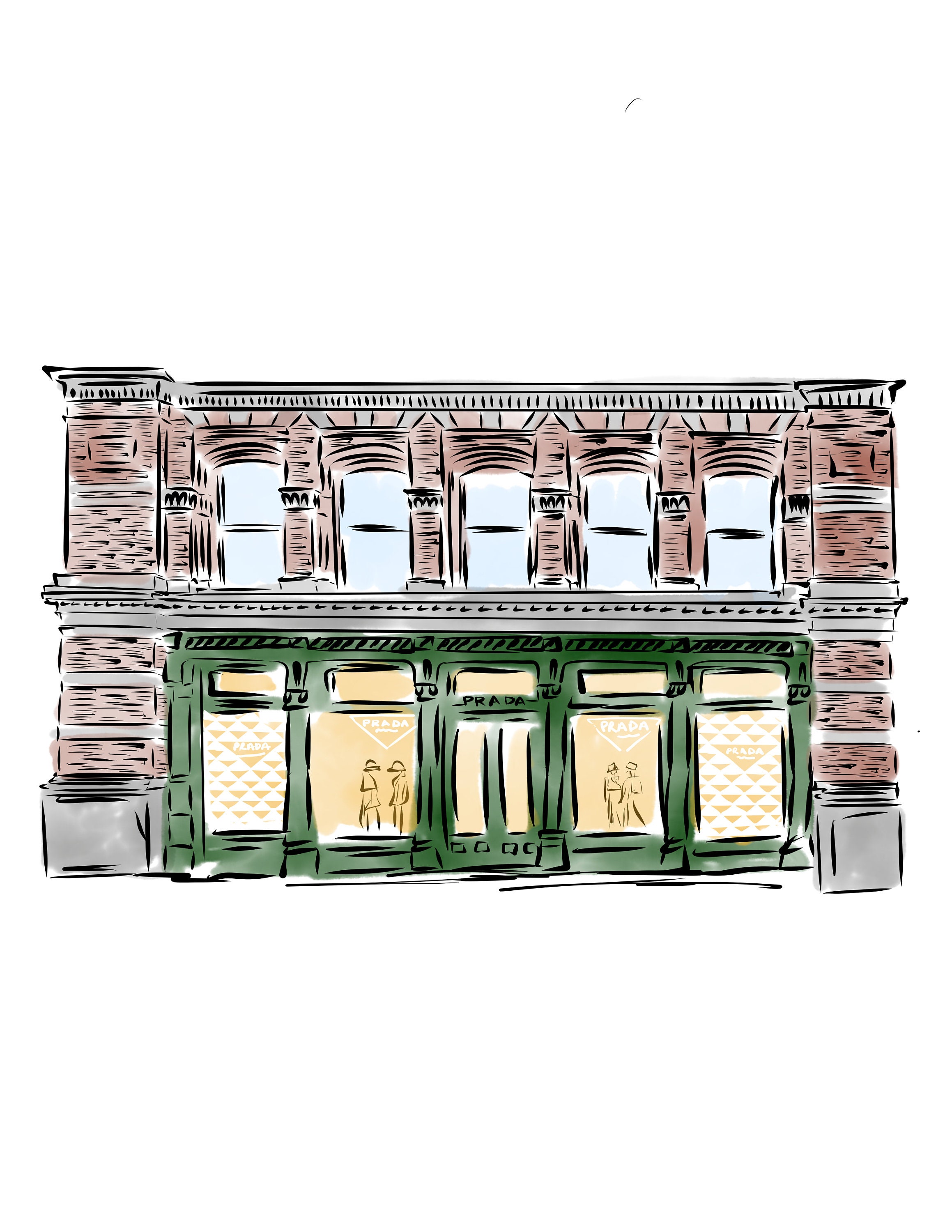 Prada, Soho, New York City, Facade Lover , Fashion Illustration,, New ...