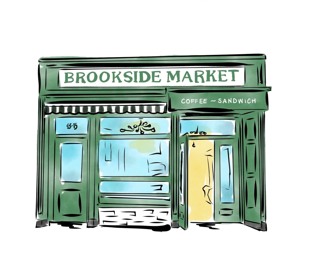 Brookside Market Queens NYC Restaurant Art Custom Illustration for ...