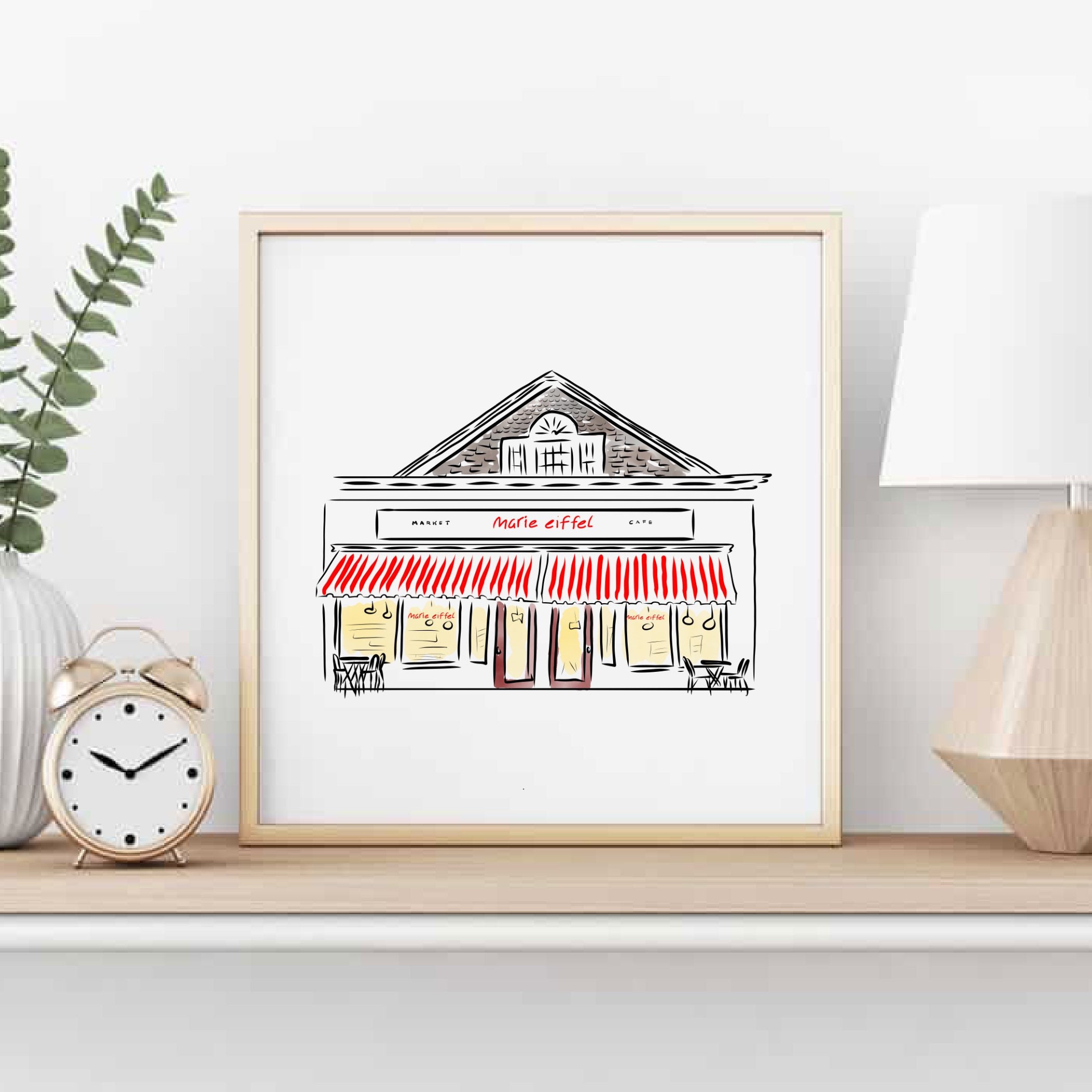 Marie Eiffel Shelter Island Hamptons Wall Art Custom Illustration Art ...