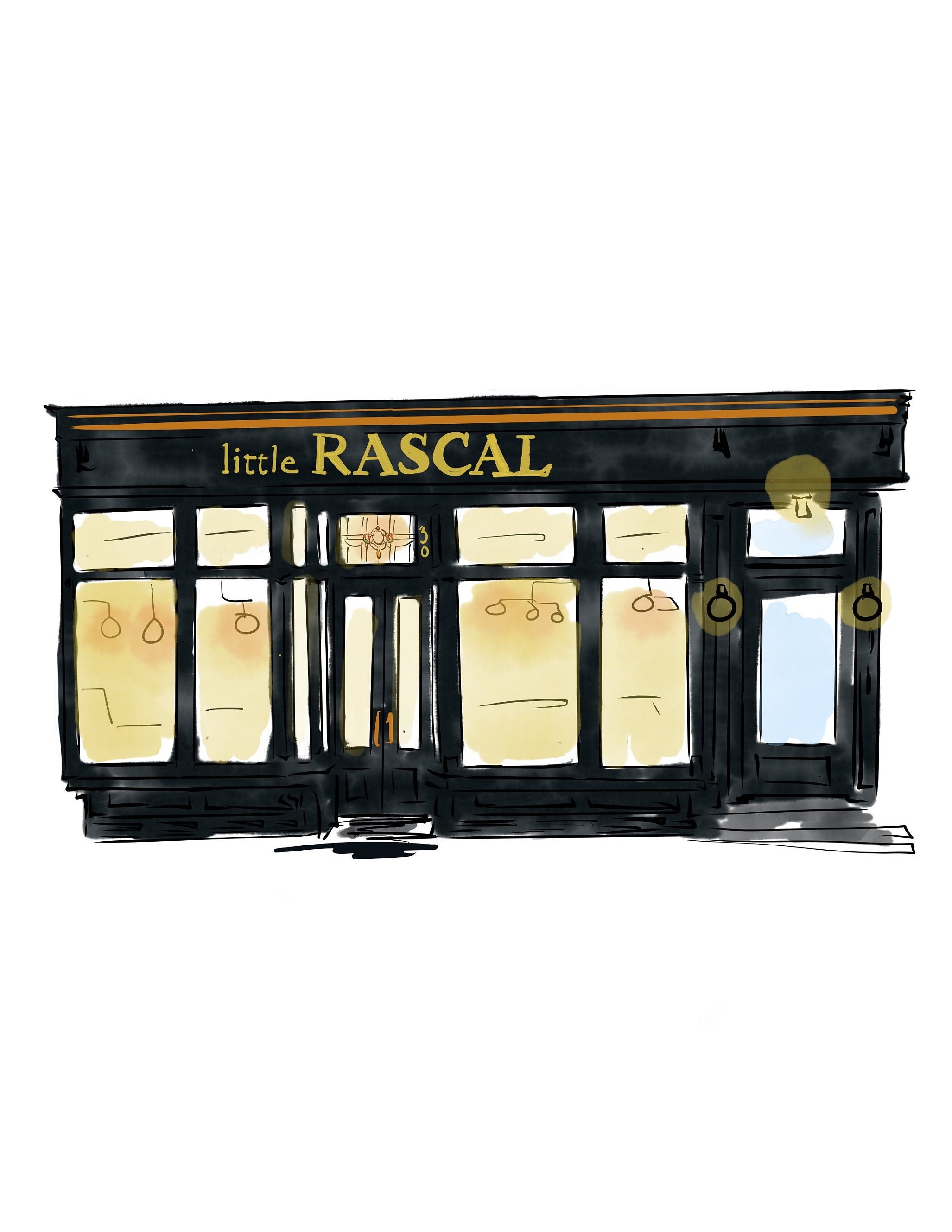 Little Rascal Brooklyn Greenpoint Restaurant Wall Art Custom Restaurant ...